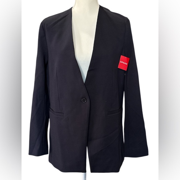 SPANX | Jackets & Coats | Spanx Navy Blue Blazer Modern Professional ...